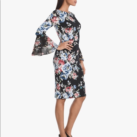 White House Black Market | Dresses | Whbm Bellsleeve Floral Sheath Dress | Poshmark